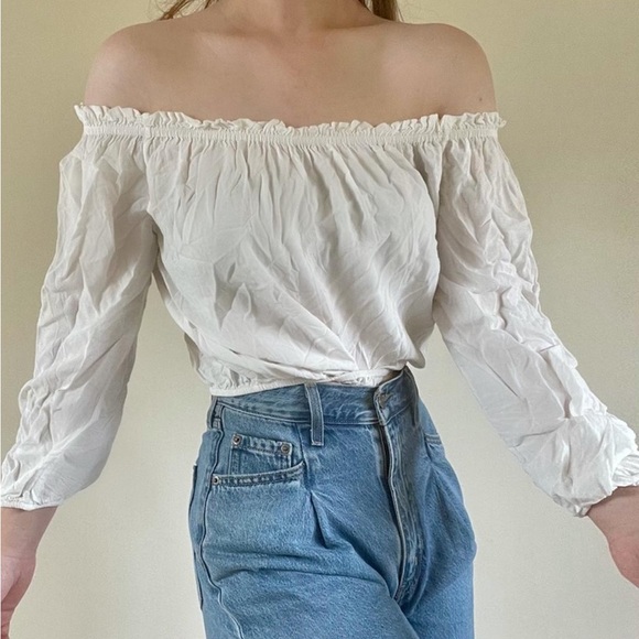 Brandy Melville | Tops | Brandy Melville Ruffle Off Shoulder Top | Poshmark